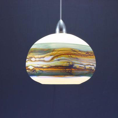 Round Strata Pendant in White Opal with Sage – artisansofny